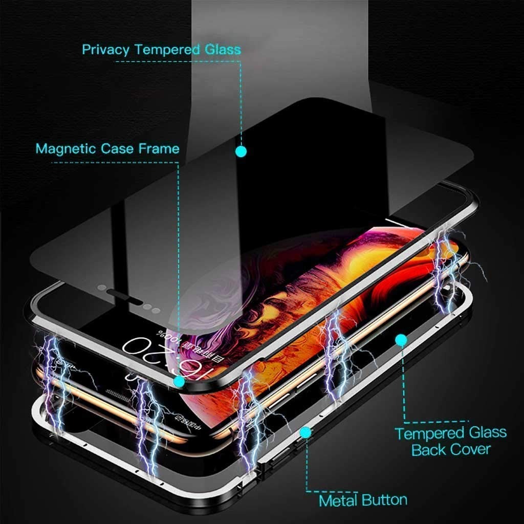 New Titanium Dual Magnetic Privacy Glass Case With 360° Drop Protectio ...